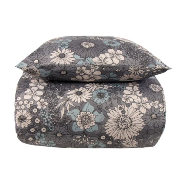 Sengetøj 140x200 cm - Sort blomstret sengetøj - Borg Living sengelinned ...